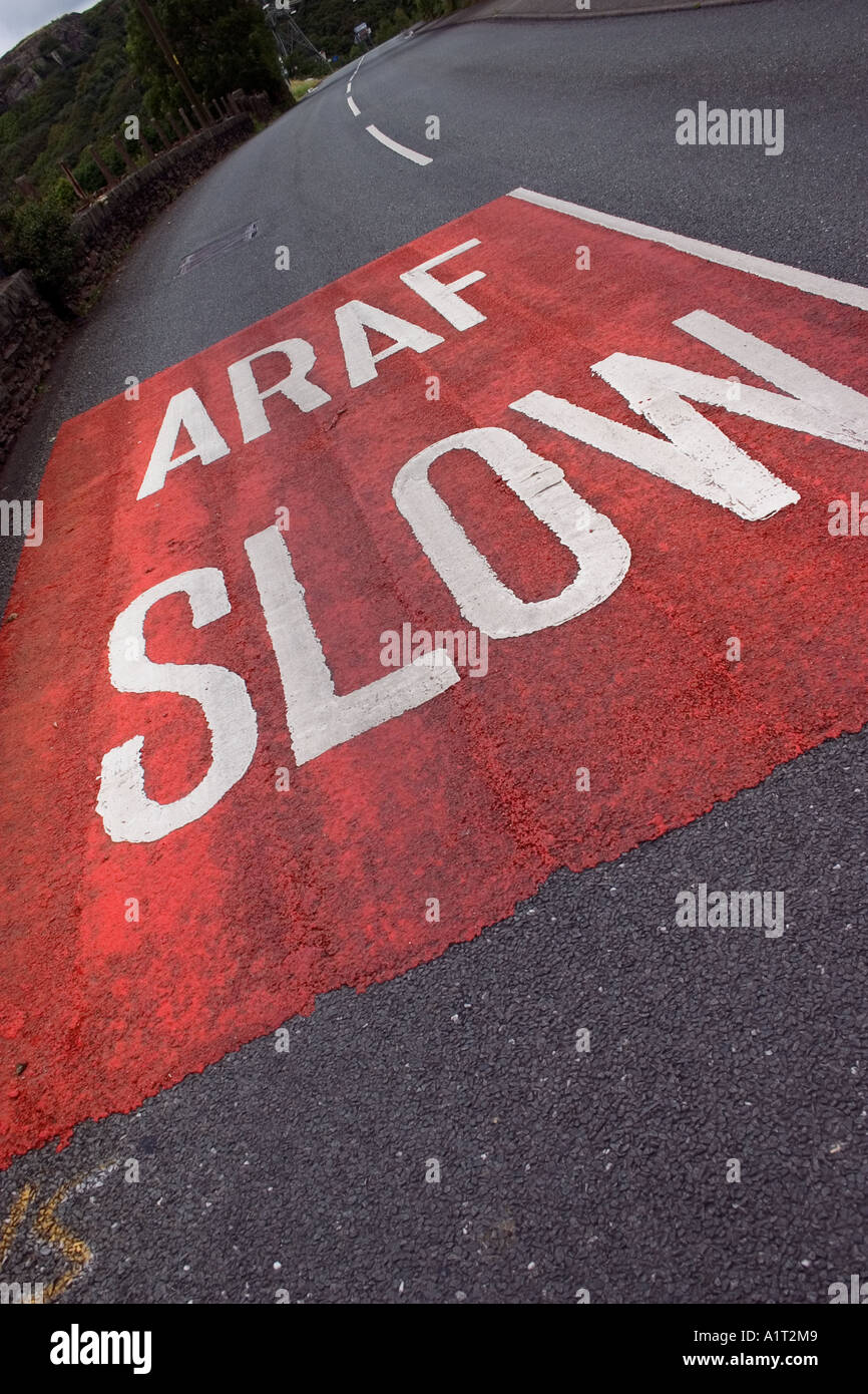 Slow araf sign welsh wales hi-res stock photography and images - Alamy