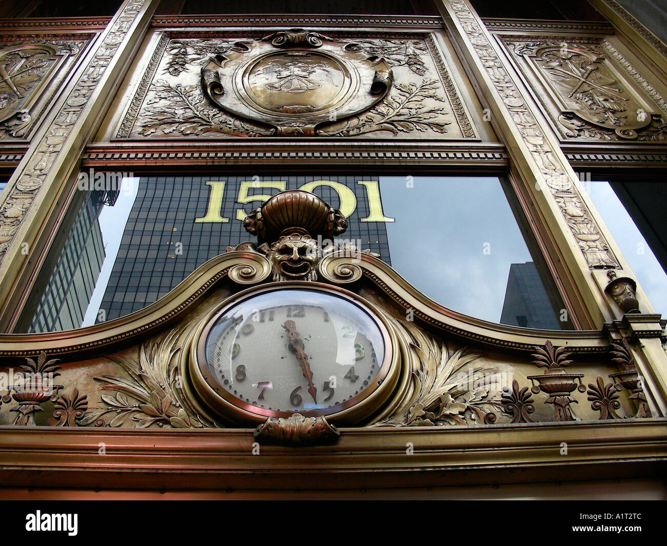 Antique clock on Paramount Building Times Square NY USA Stock Photo - Alamy