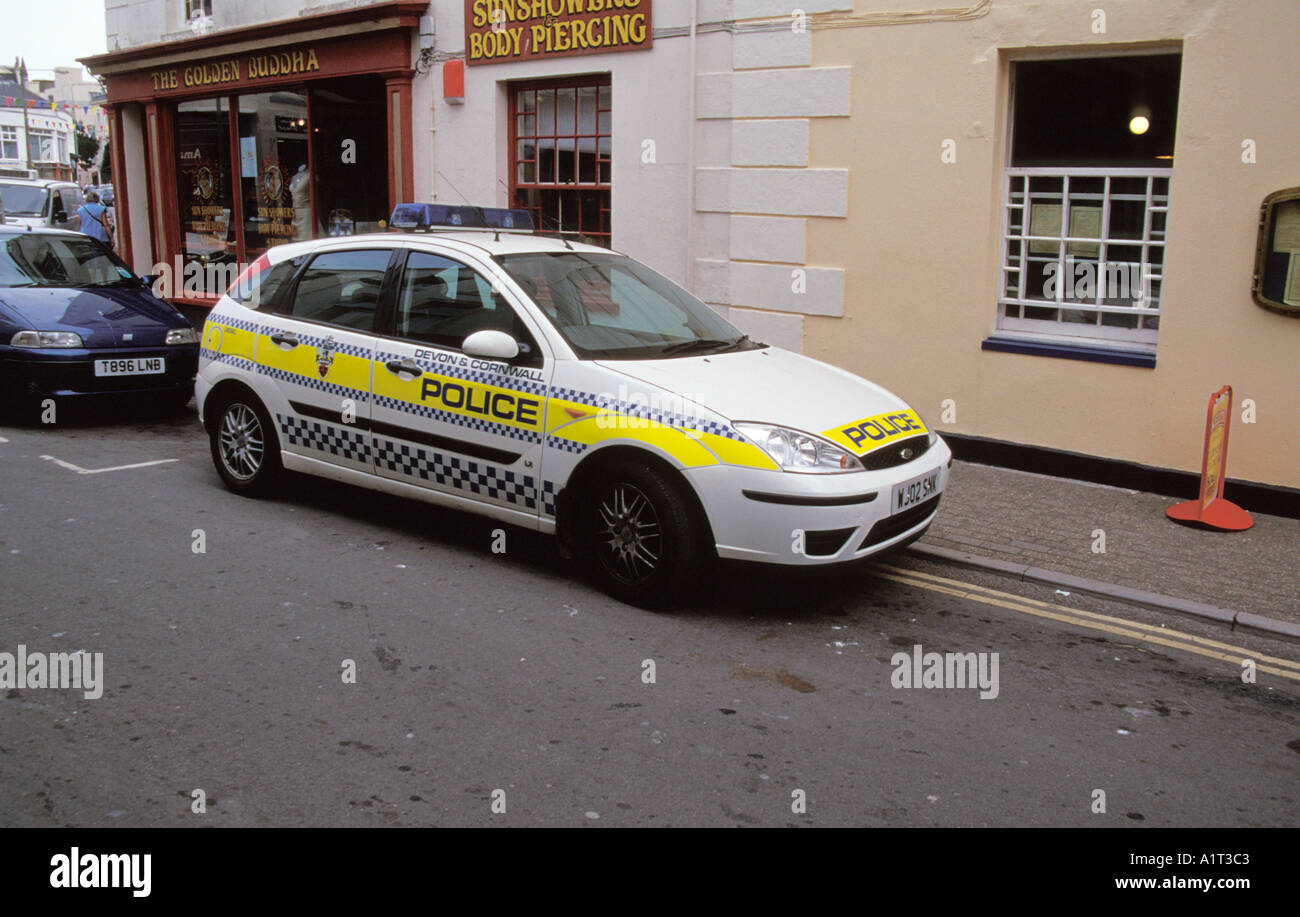 Teignmouth Devon England Ford Focus Police car illegally parked on ...