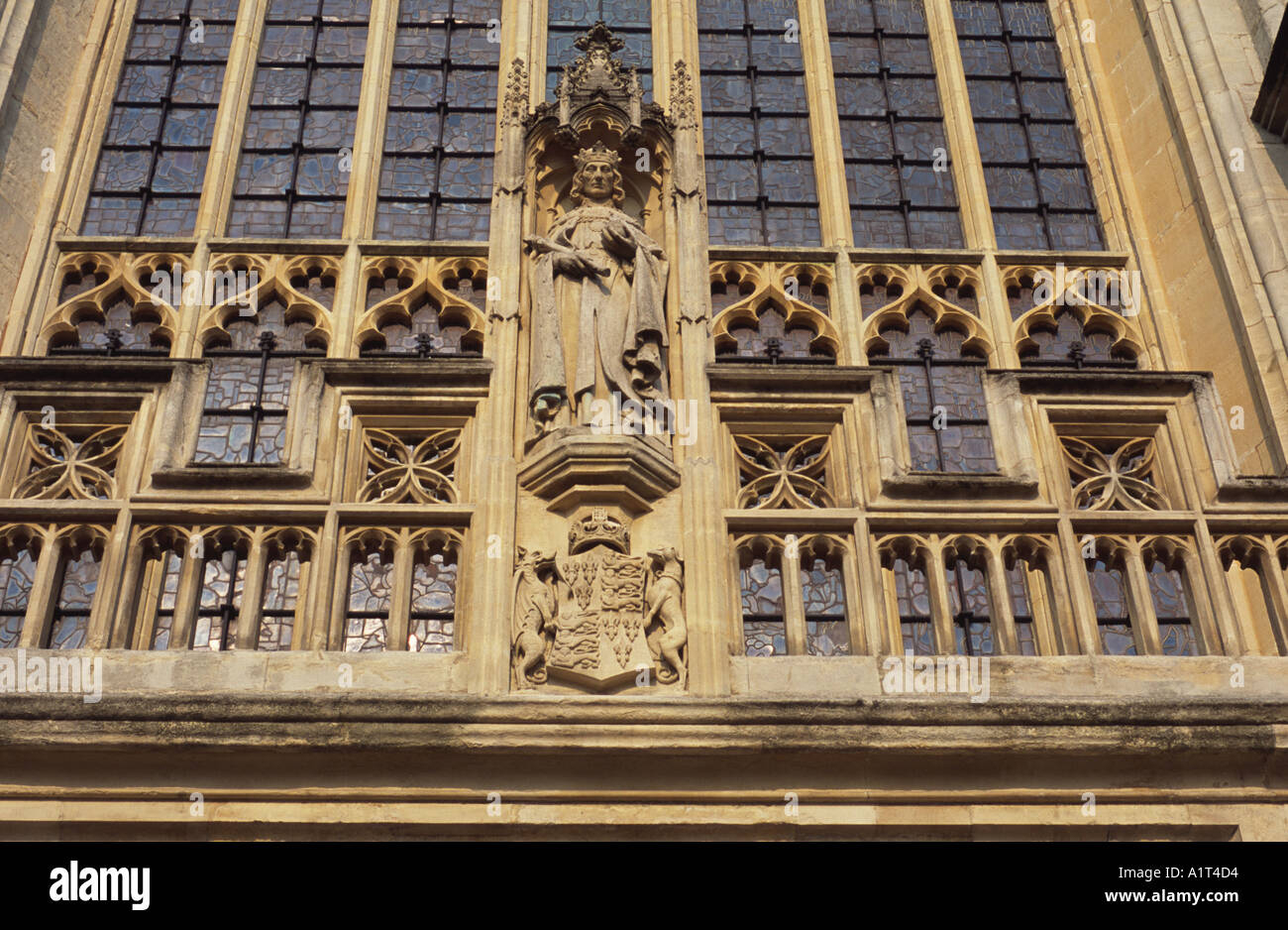 Stained glass window religious bath abbey front exterior outside ...
