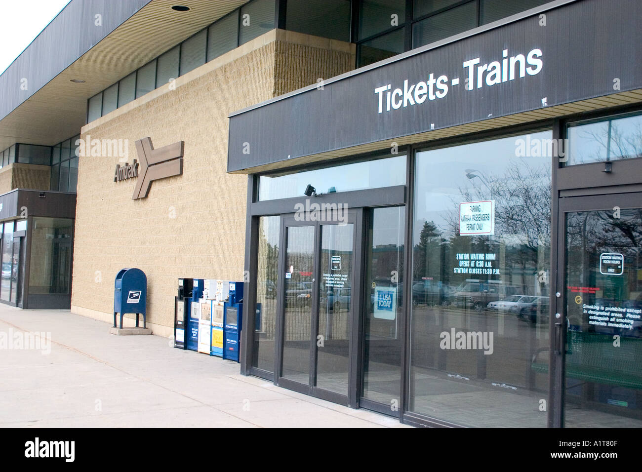 Entrance to the Amtrak Train Station with the Amtrak passenger railroad ...