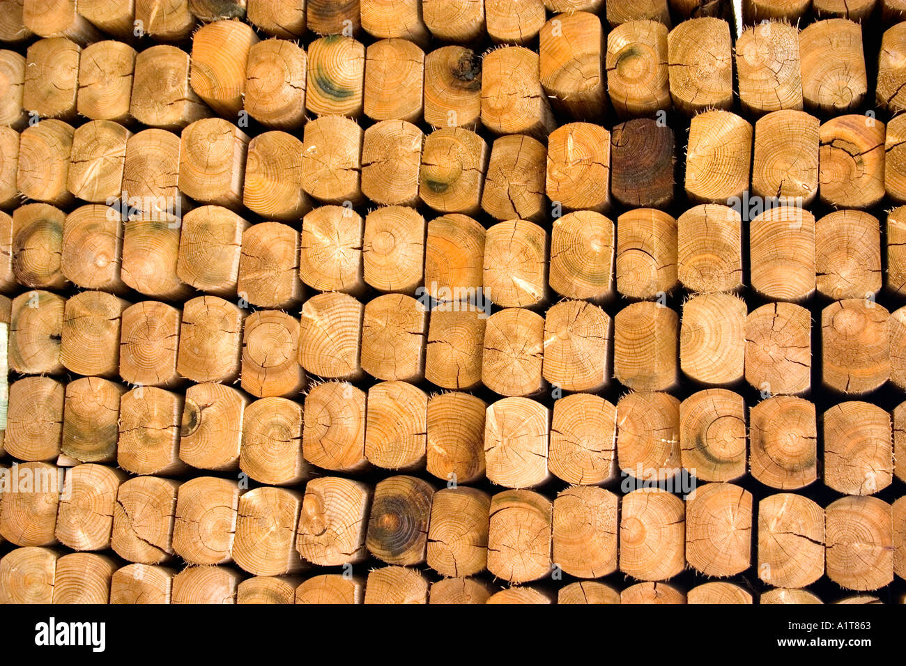 Stack of landscaping railroad ties in the lumberyard. Battle Lake ...