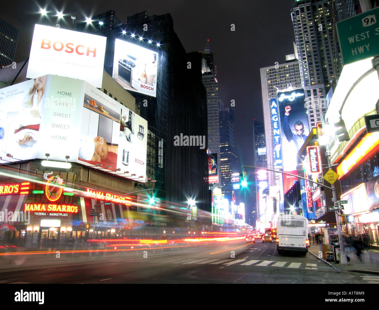 Times Square night time street scene, NYC Stock Photo - Alamy