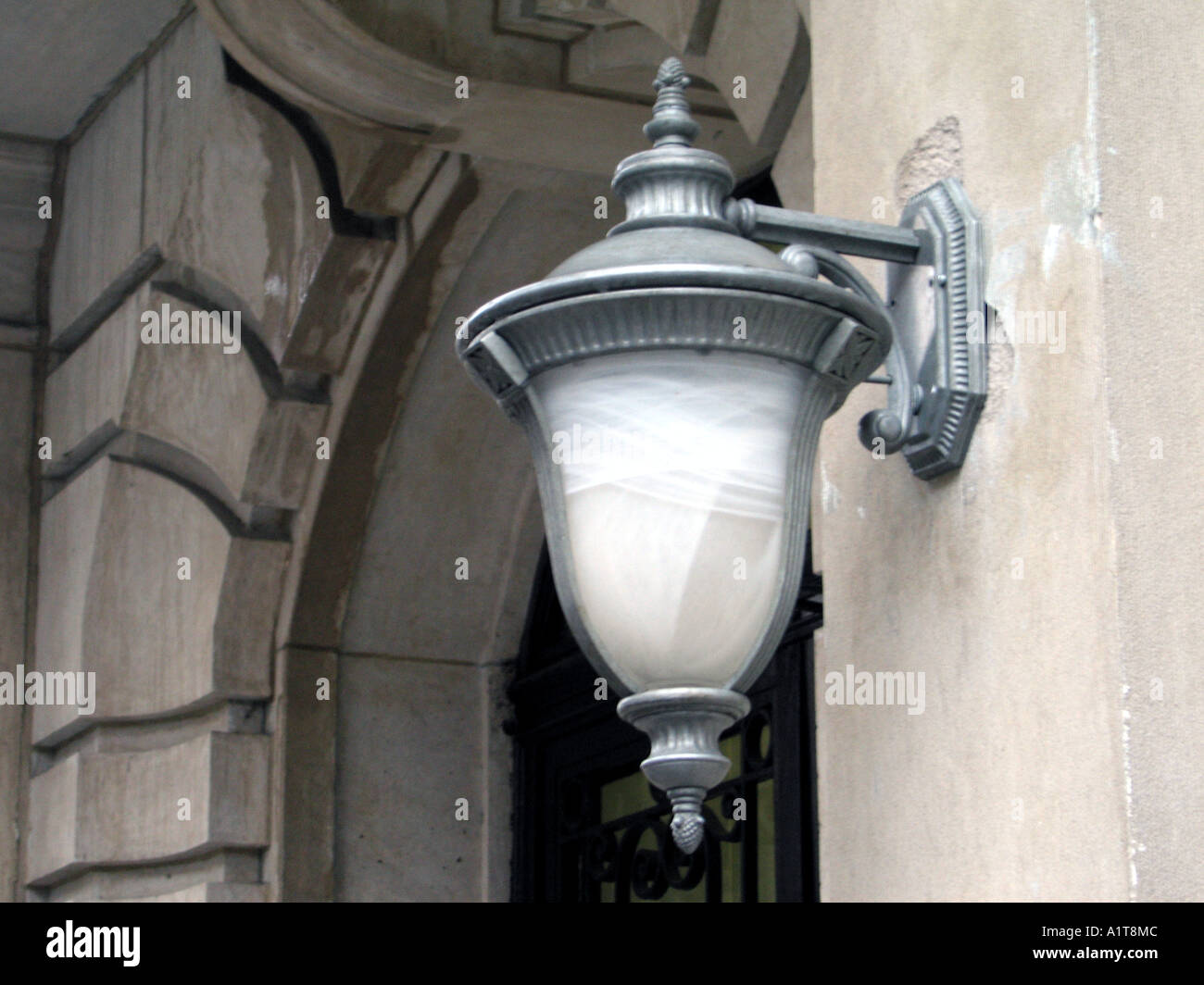 An old fashioned lamp outside an apartment on the upper west side, NYC ...