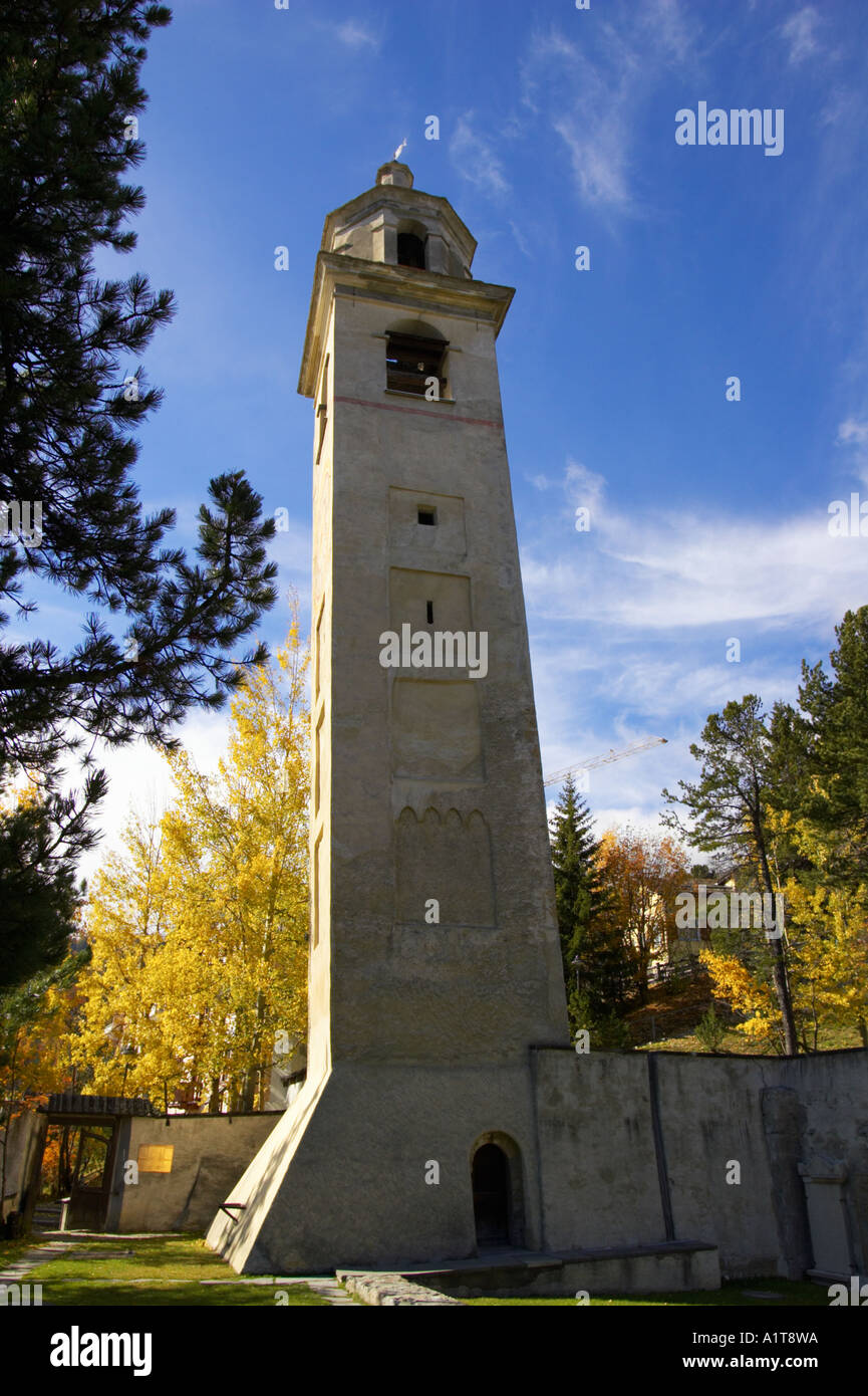 The Dorf Leaning Tower in St Moritz, Switzerland Stock Photo - Alamy