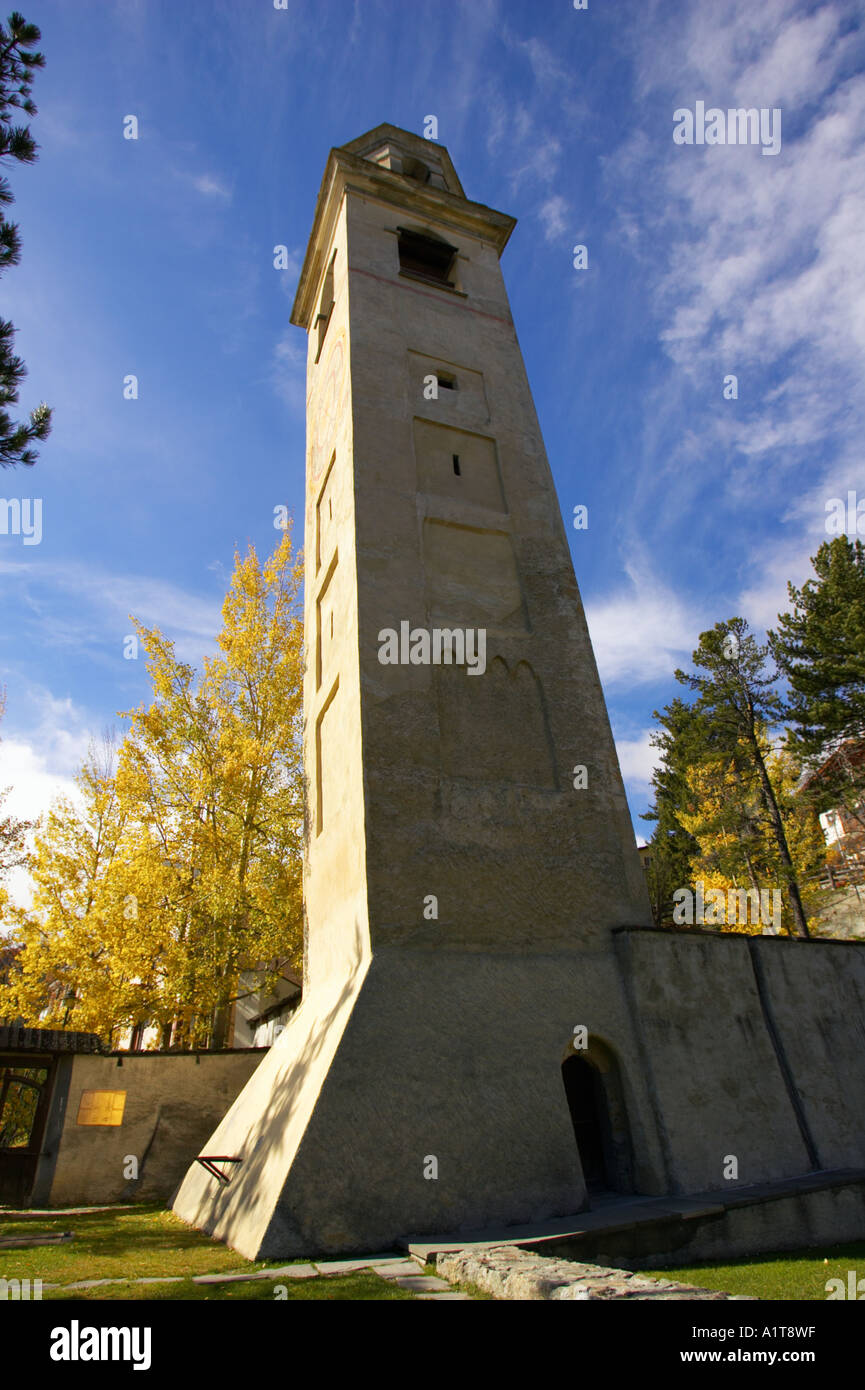 The Dorf Leaning Tower in St Moritz, Switzerland Stock Photo - Alamy