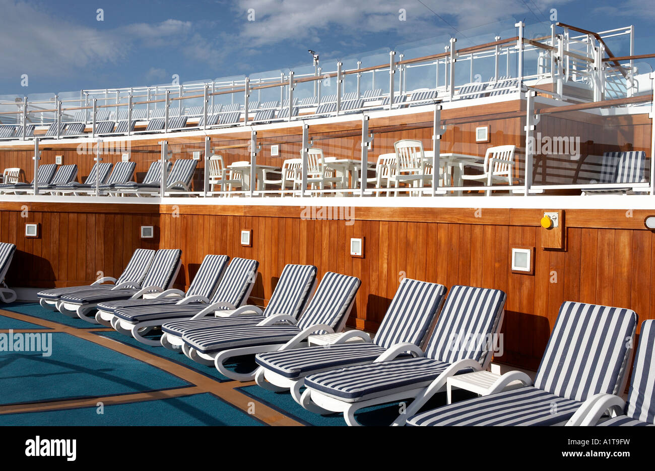 sun deck on a cruise ship in the caribbean west indies Stock Photo - Alamy