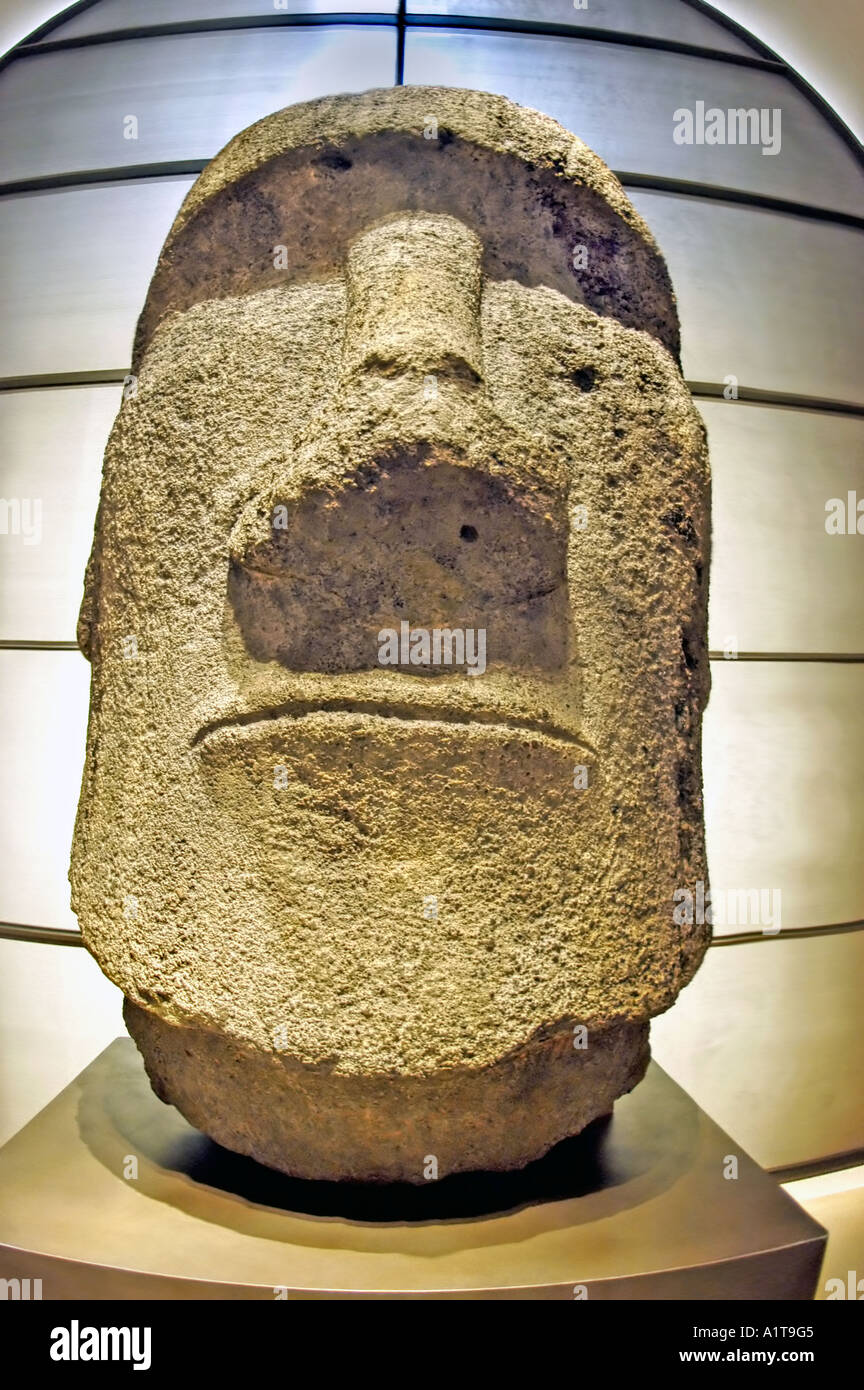 PARIS France, Louvre Museum "Primitive Sculpture" from "Easter island ...