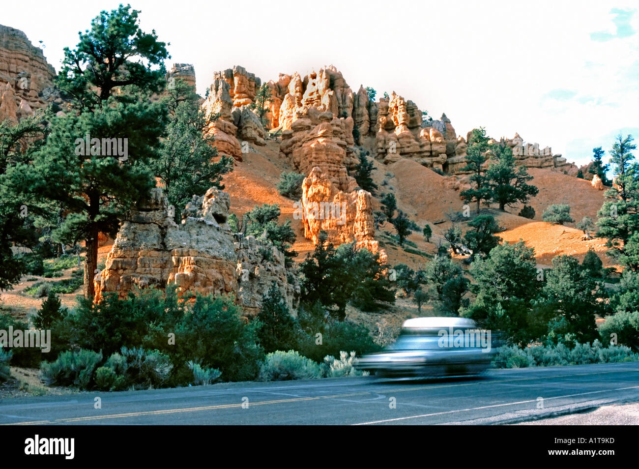 Scenic USA, Dixie National Forest, UTAH, Rural Road with Car Speeding ...