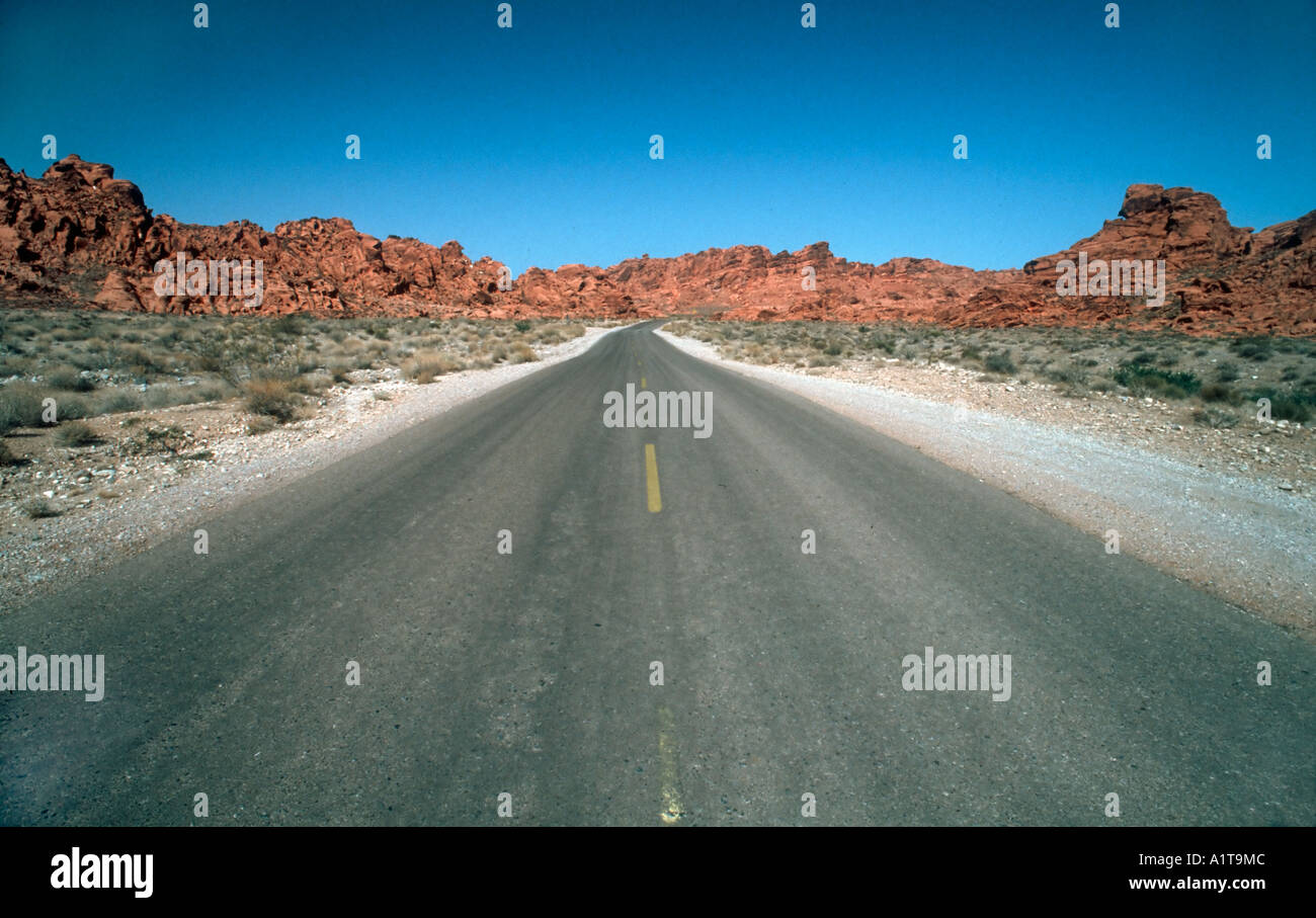 Scenic USA, Nevada, Red Rocks PArk, Two Lane Road Landscape in Desert ...