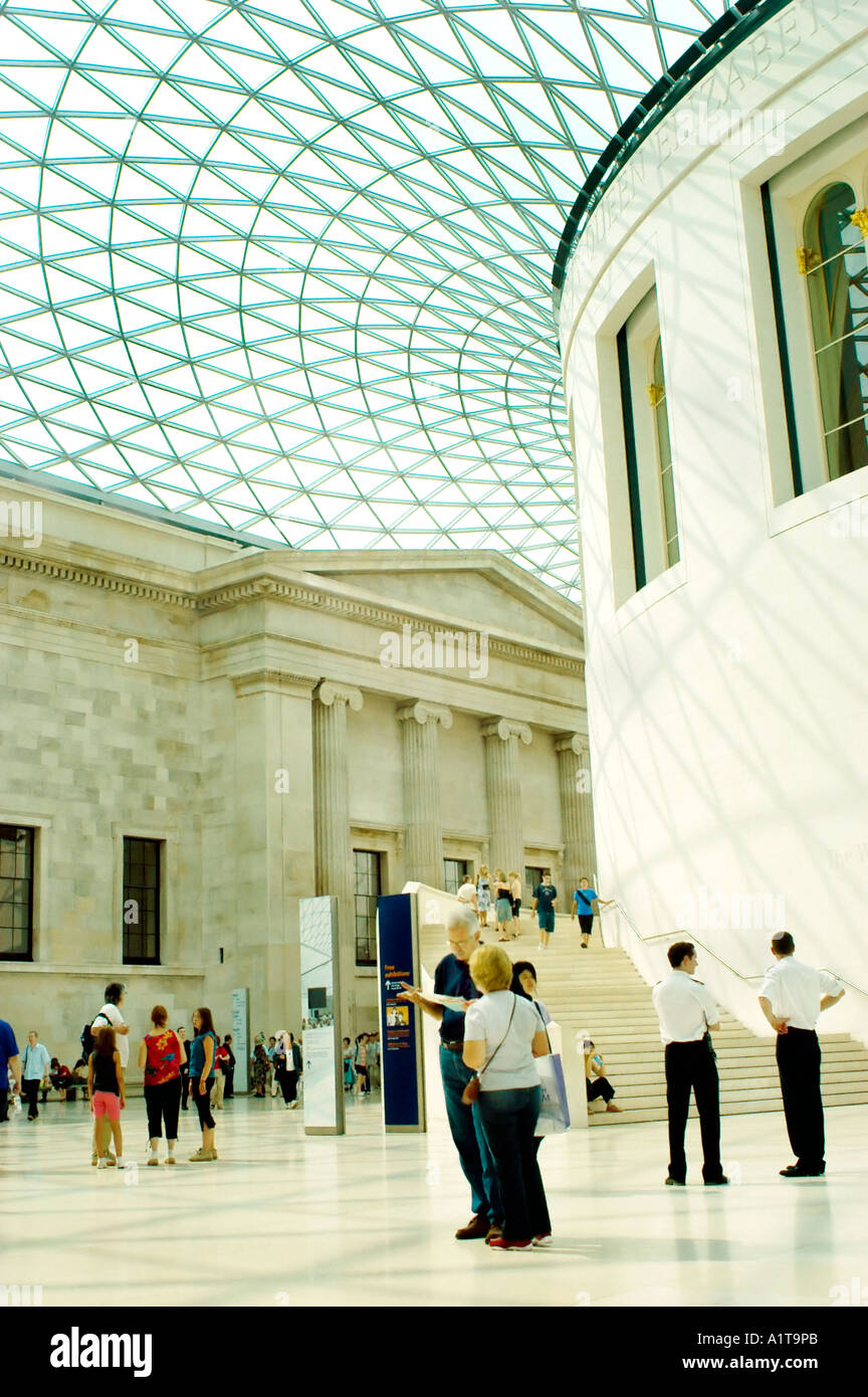 London, England, people visiting "British Museum" Interior, domed ...