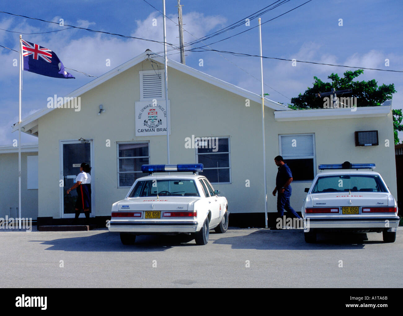 Police station and cars Cayman Brac Cayman Islands Cayman Islands Stock ...