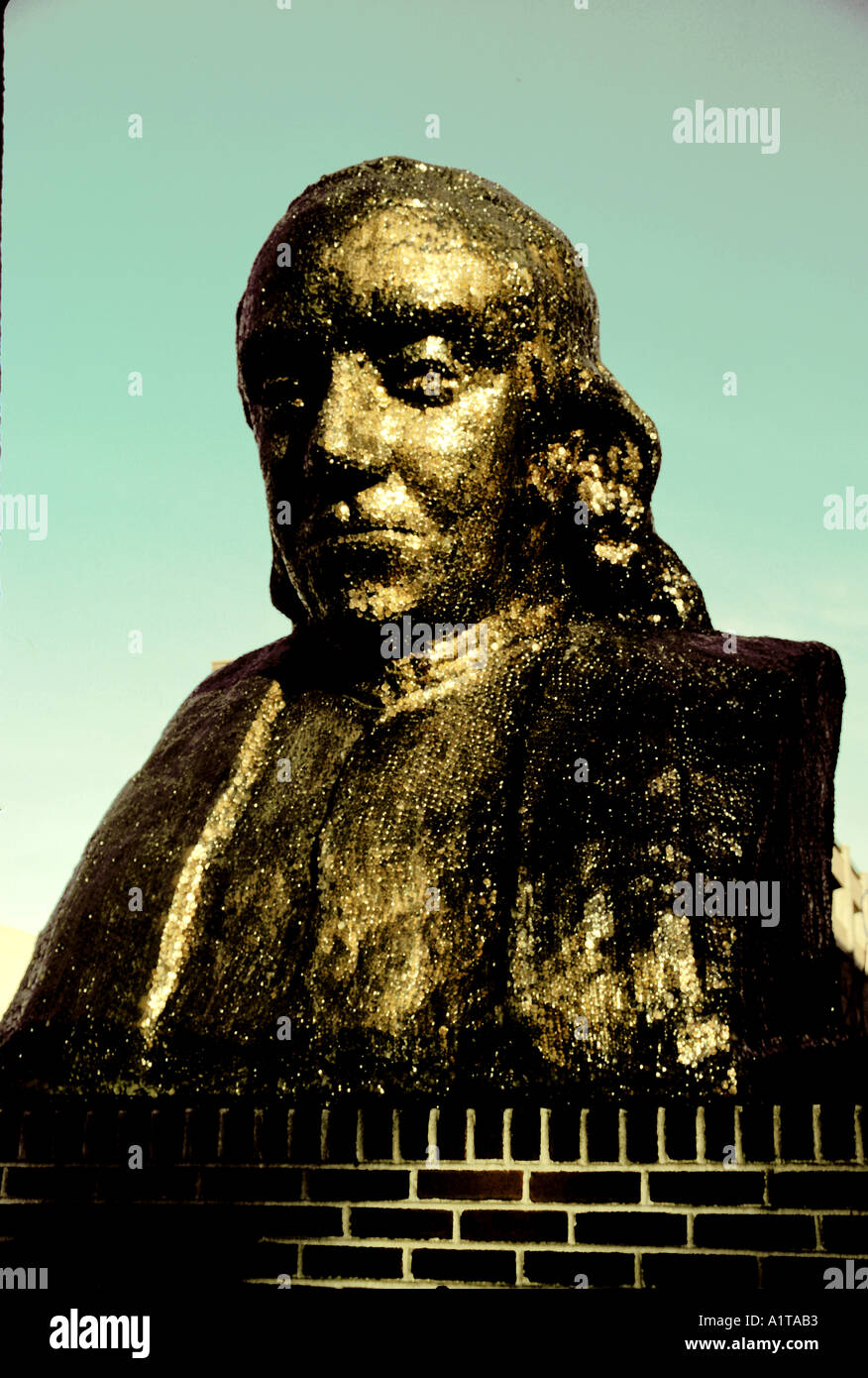 This statue of Bejamin Franklin is made entirely of copper pennies This ...