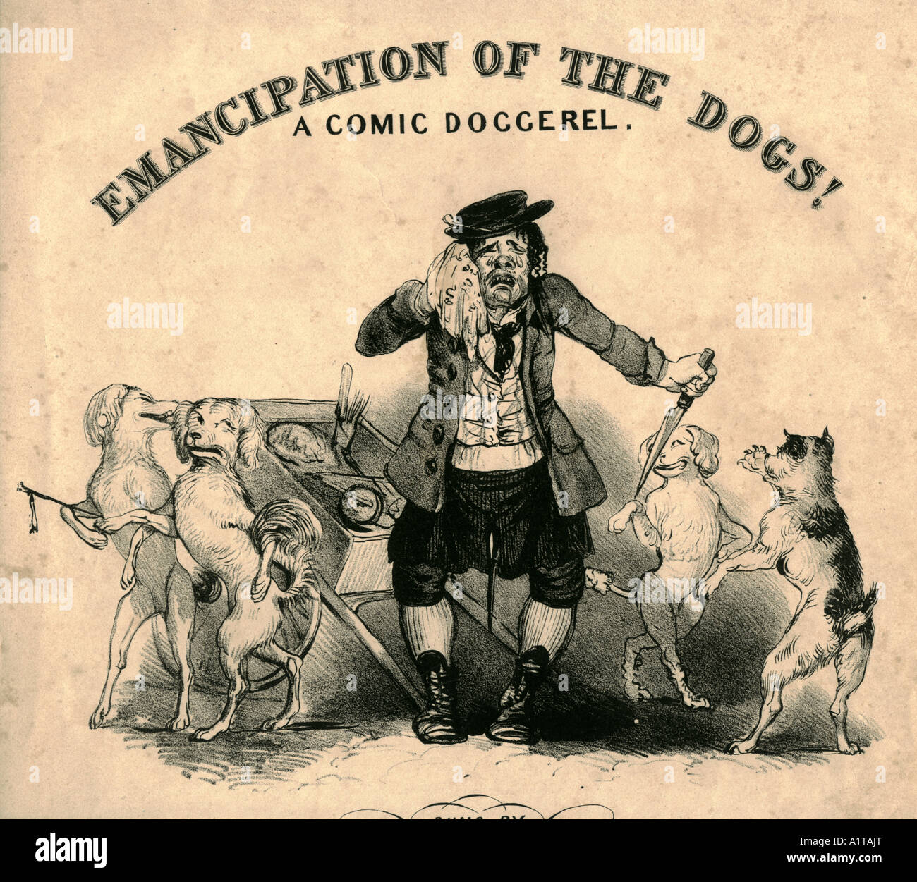Sheet music cover for Emancipation of the Dogs! A Comic Doggerel circa ...