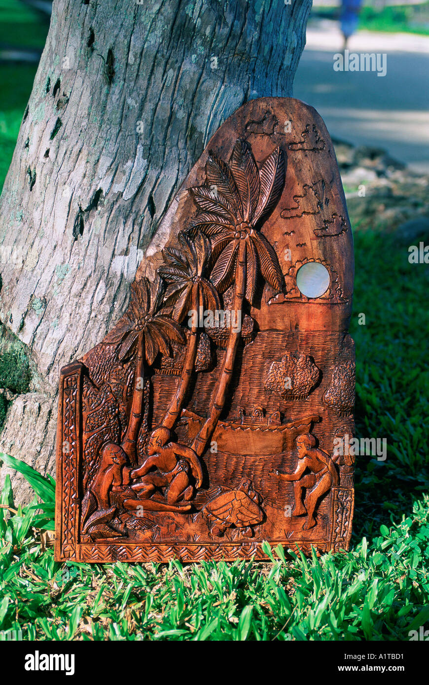 Carved Storyboard Palau Micronesia Stock Photo - Alamy
