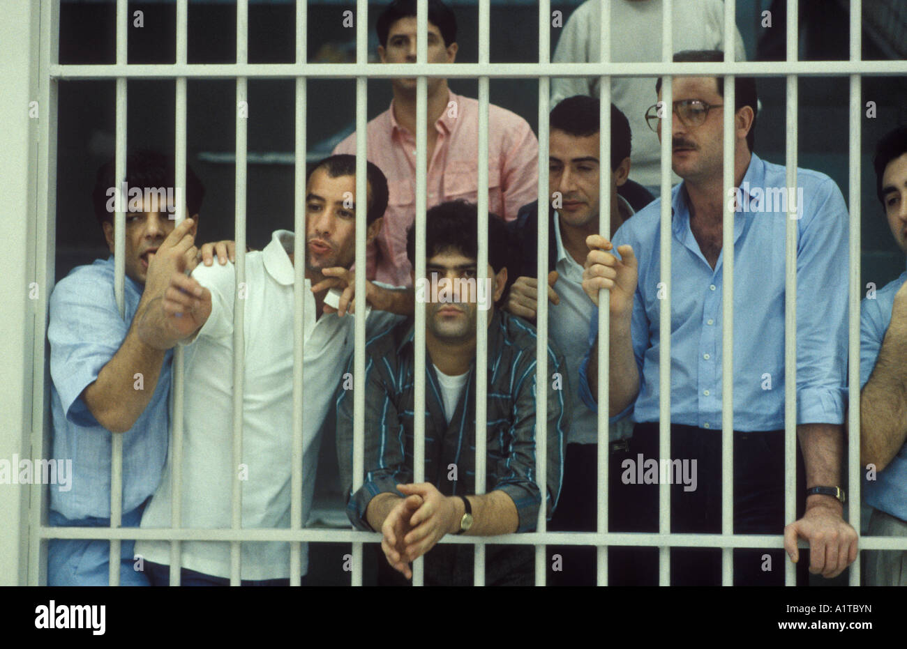 Cammora Mafia Trial in Naples 1980s Italy. A specially built high ...