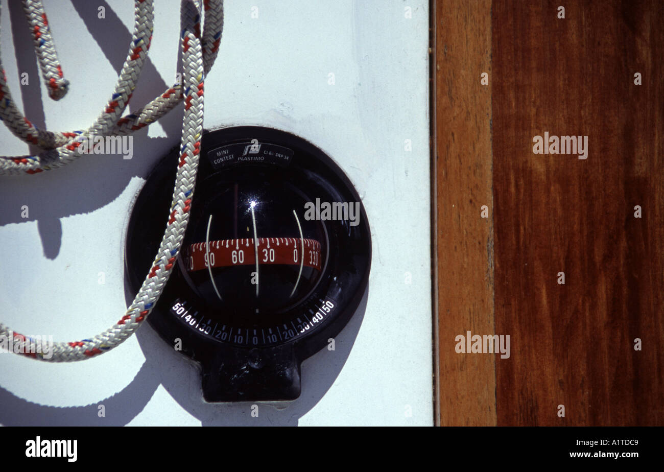 Compass on sailing boat Stock Photo - Alamy