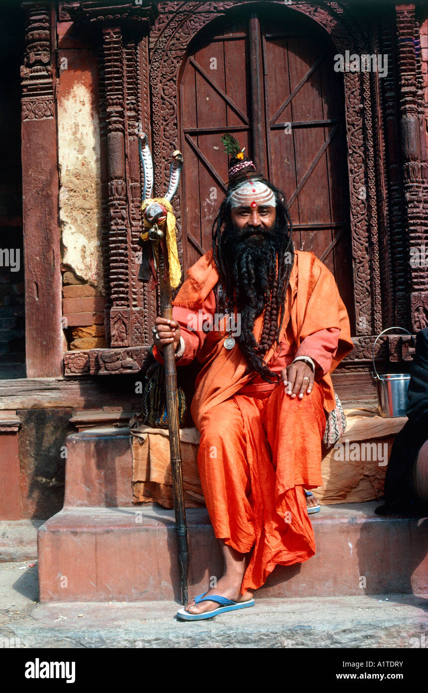 portrait of sadhu holy man nepal Stock Photo - Alamy