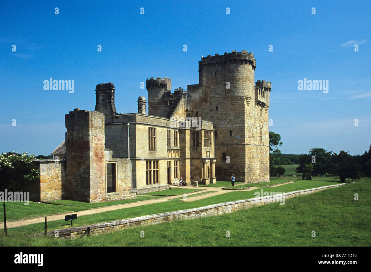 Belsay Castle in grounds of Belsay Hall Northumberland England Stock ...
