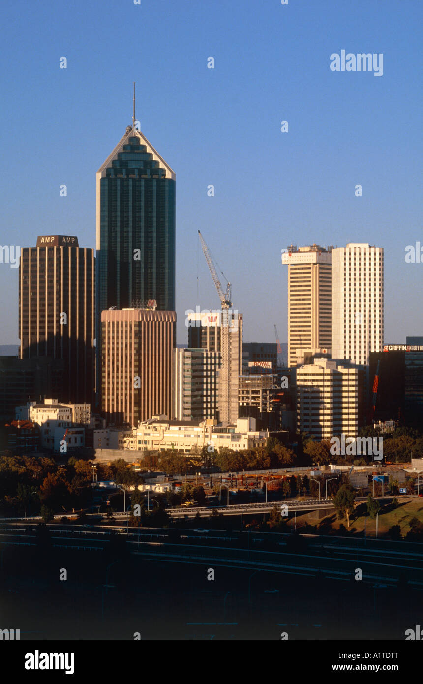 high rise office buildings at evening city of perth state of western ...