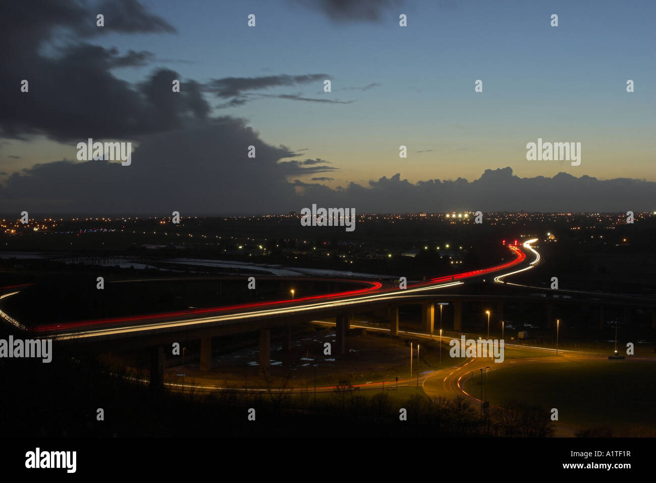 Light trails on the A27 Shoreham flyover / interchange - Shoreham by ...