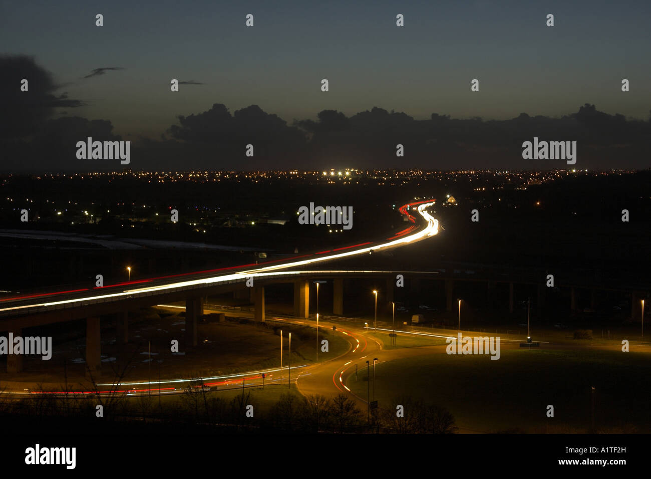Light trails on the A27 Shoreham flyover / interchange - Shoreham by ...