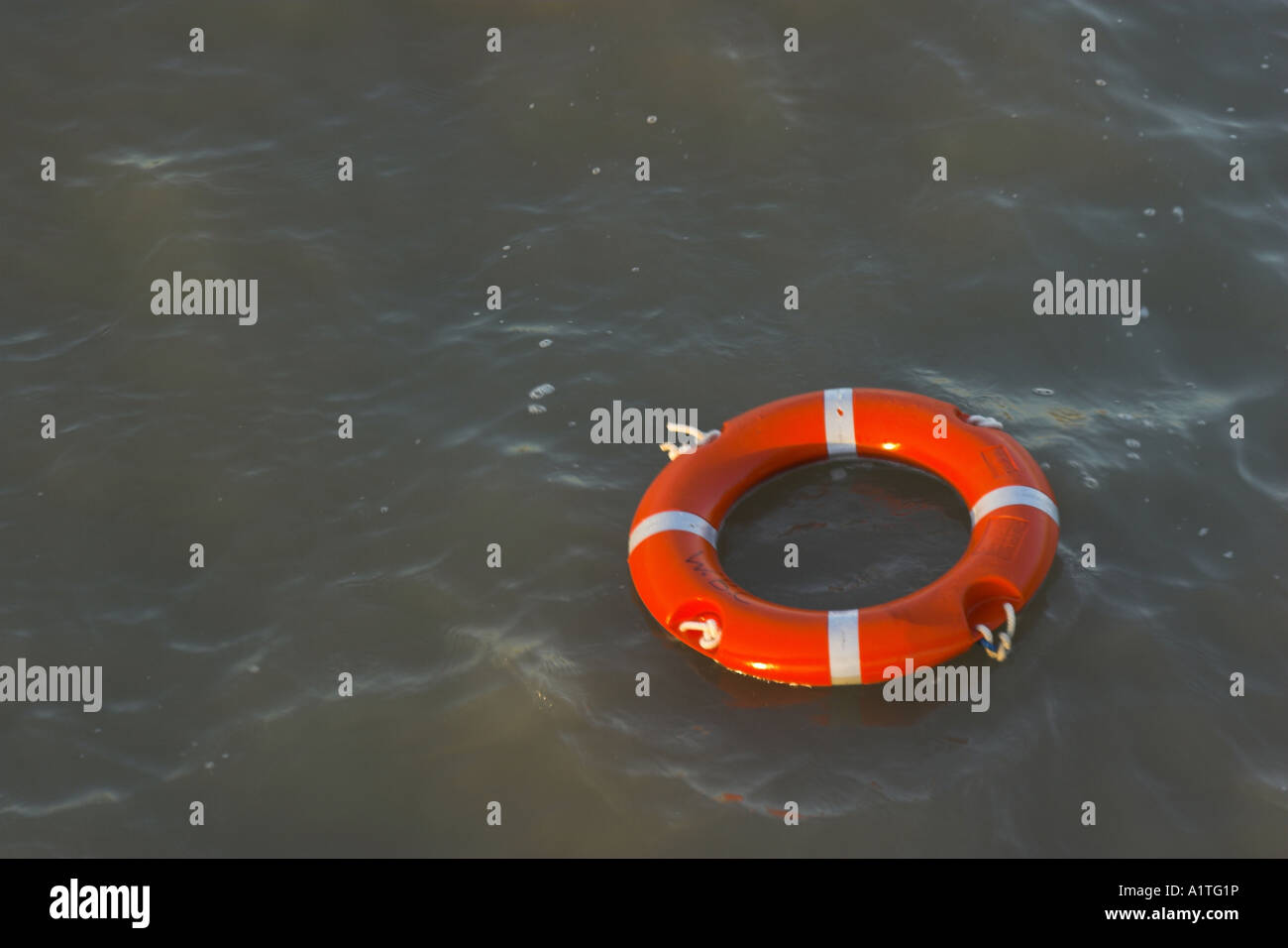 A Life belt (Safety Ring) floating freely in the sea Stock Photo - Alamy