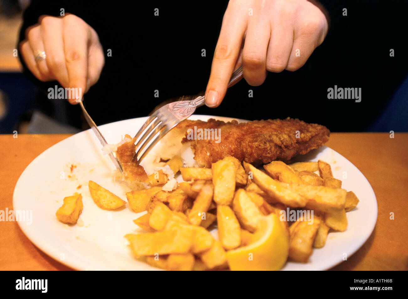 COD AND CHIPS MEAL LONDON Stock Photo - Alamy