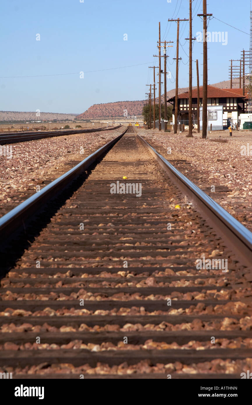 endless rails in the desert - Utah, USA Stock Photo - Alamy