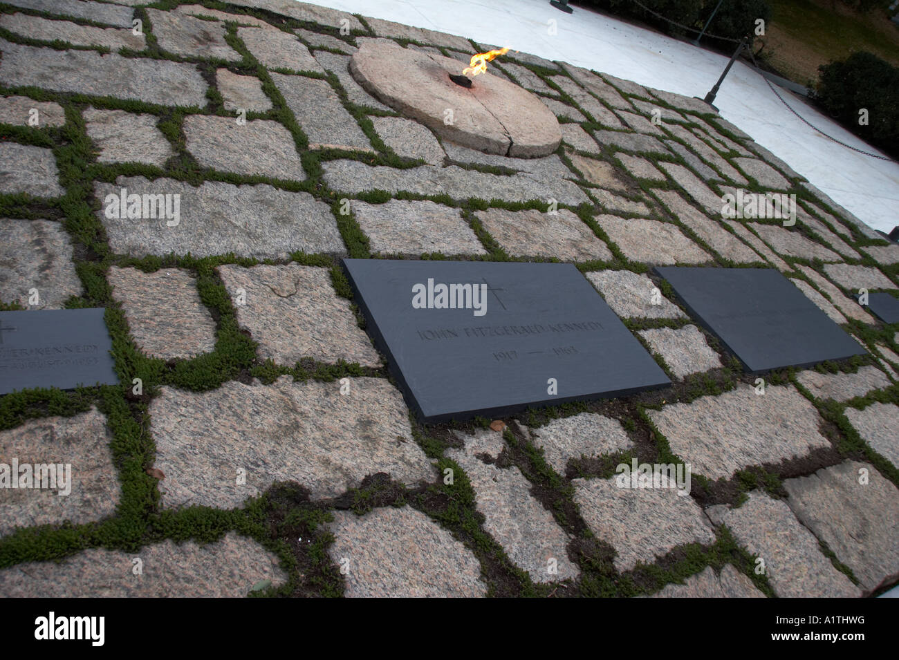 Arlington National Cemetery, grave of John F. Kennedy with eternal flame, Washington, D. C Stock ...