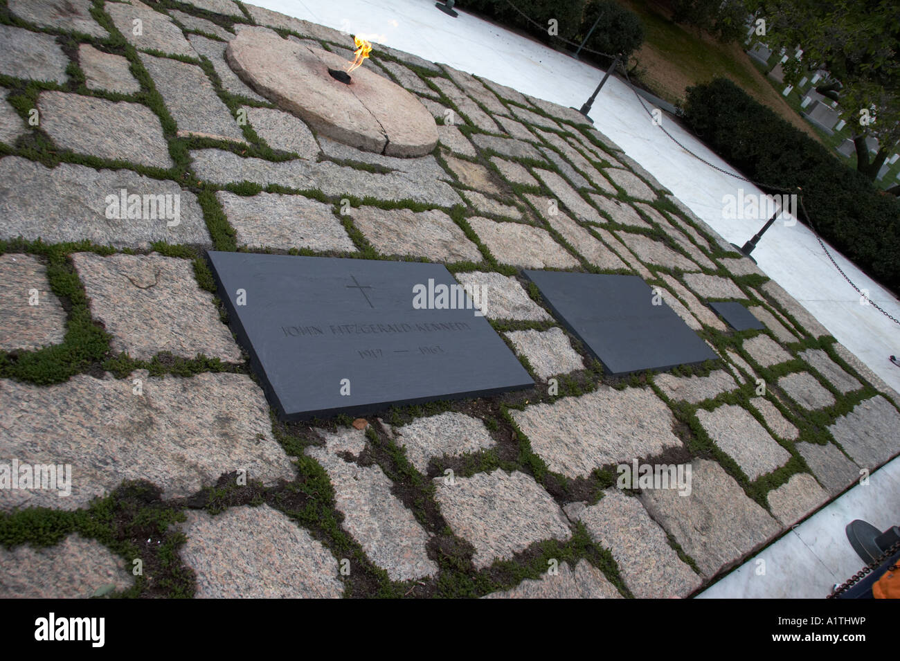 Arlington National Cemetery, grave of John F. Kennedy with eternal flame, Washington, D. C Stock ...