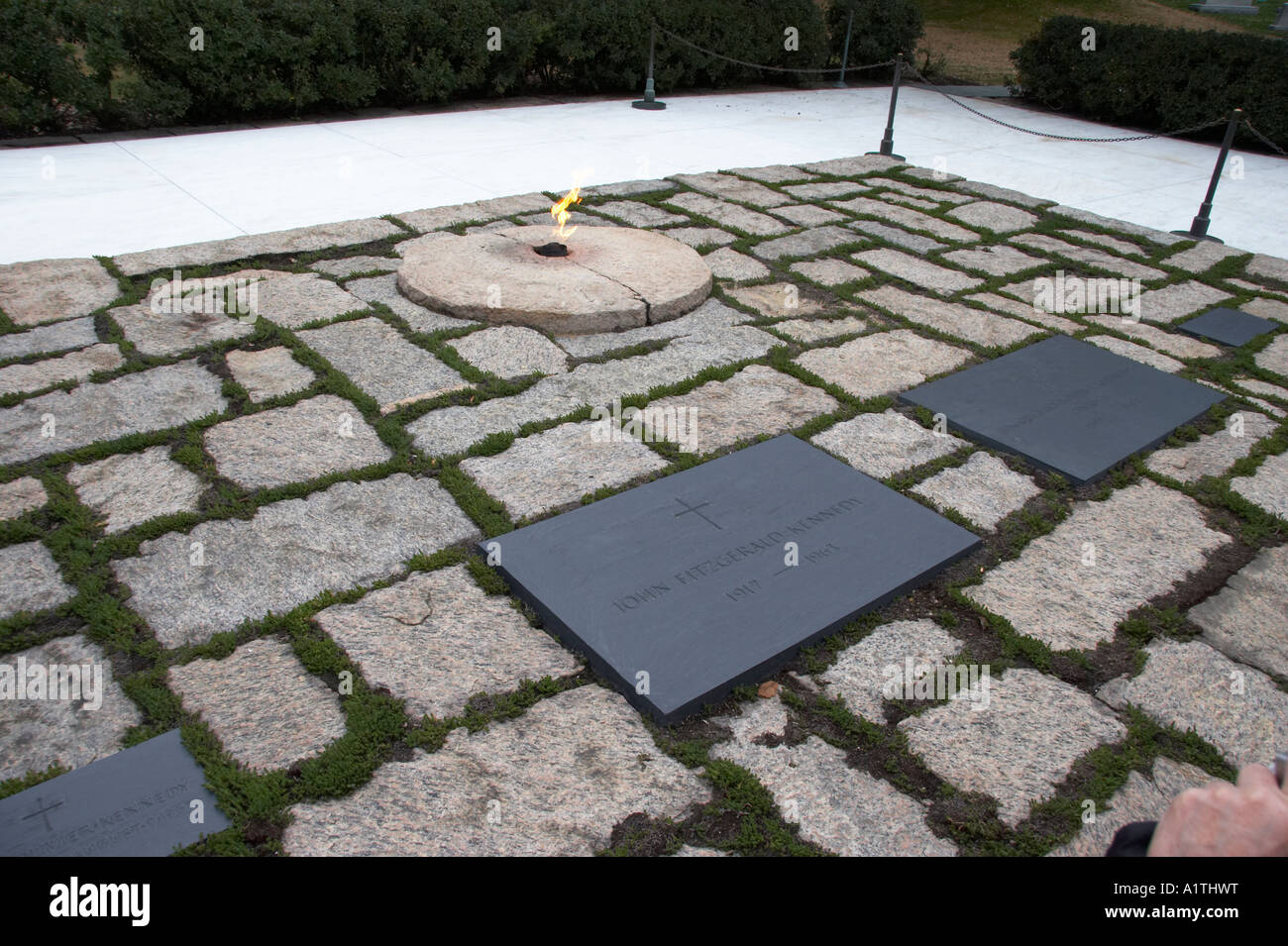 Arlington National Cemetery, grave of John F. Kennedy with eternal flame, Washington, D. C Stock ...