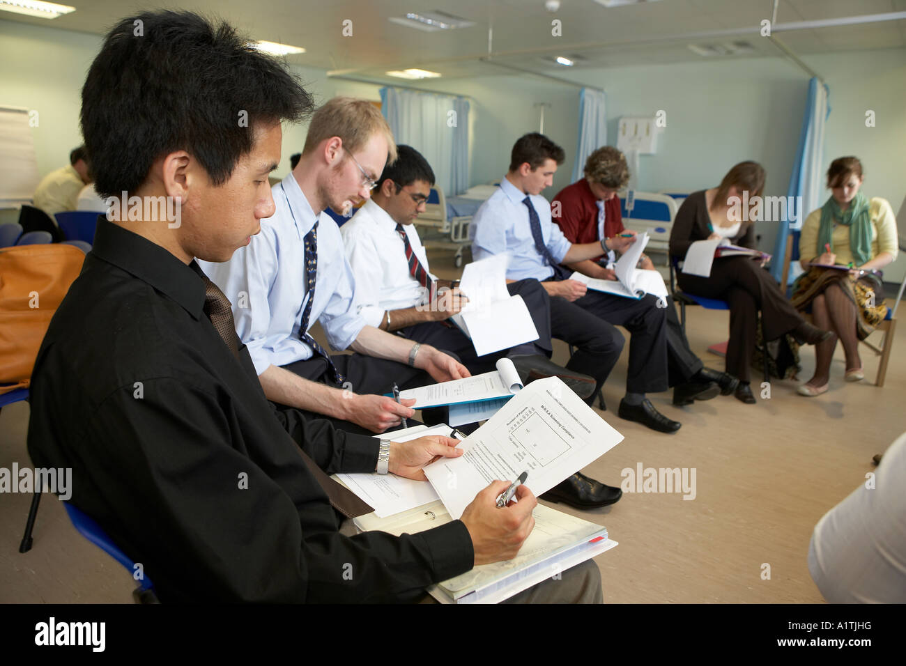 Junior/student doctors in resource session Stock Photo - Alamy