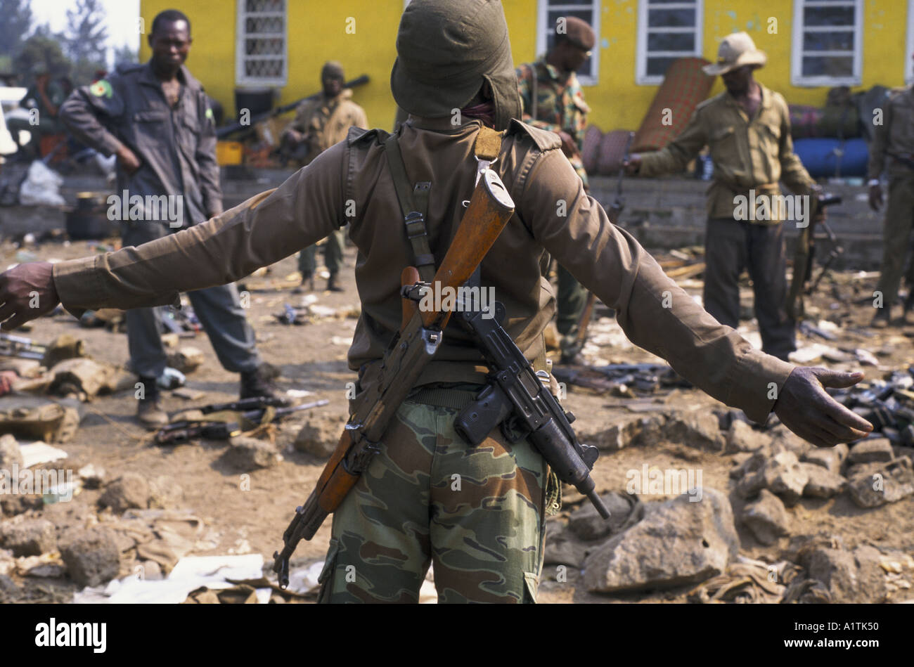 Zaire-Rwanda border. Zairean soldiers. July1994 Stock Photo - Alamy