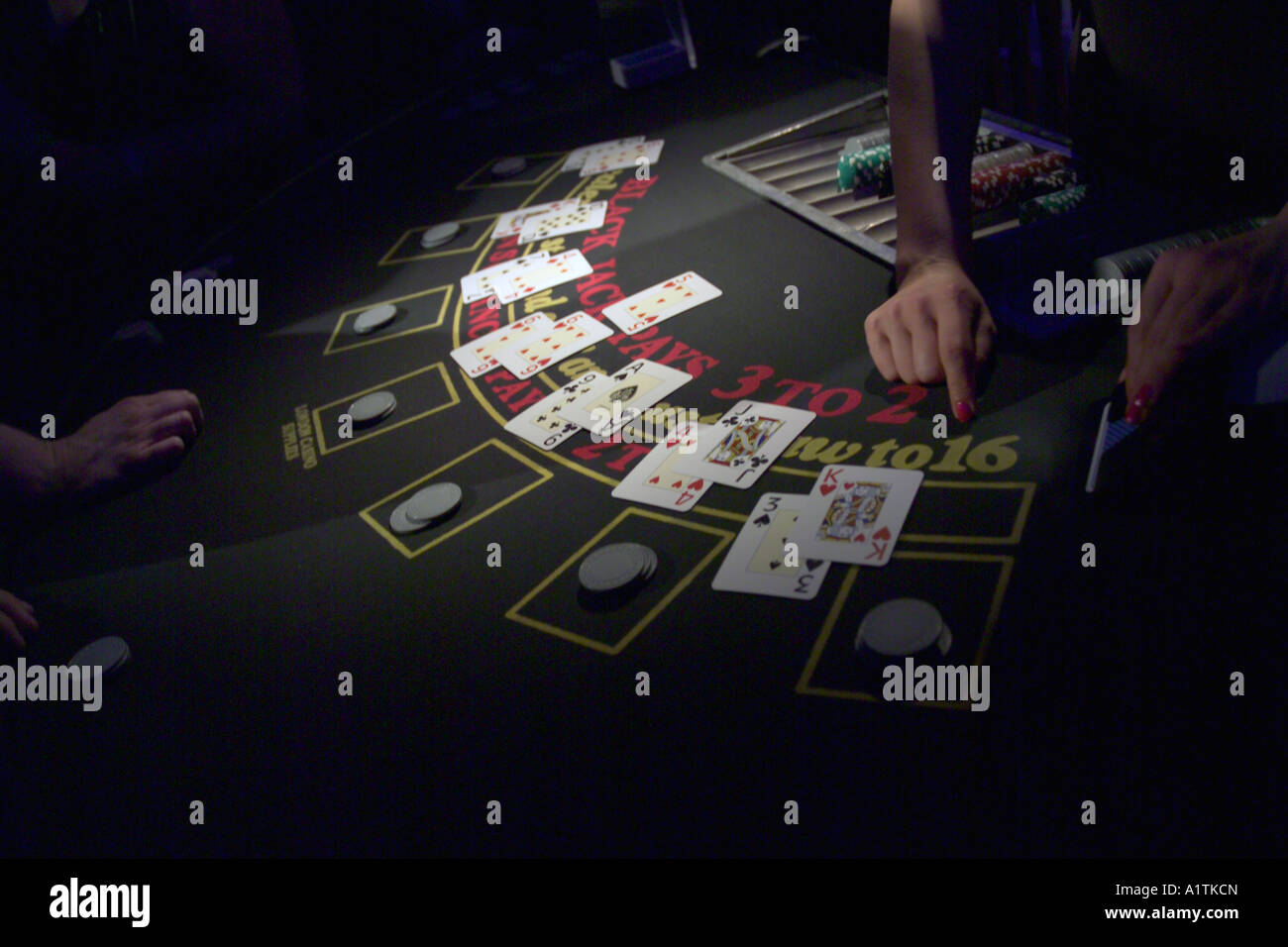 black jack card table Stock Photo - Alamy