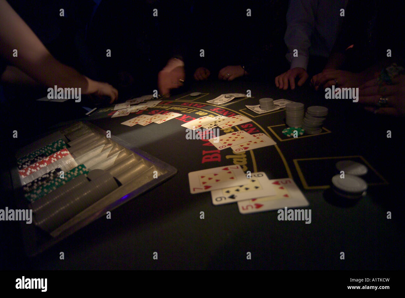 black jack card table Stock Photo - Alamy