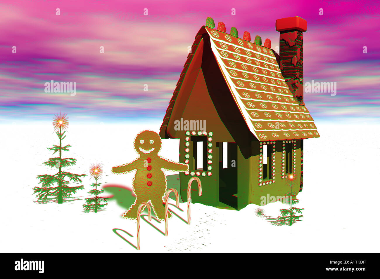 Gingerbread man and his gingerbread house Stock Photo - Alamy