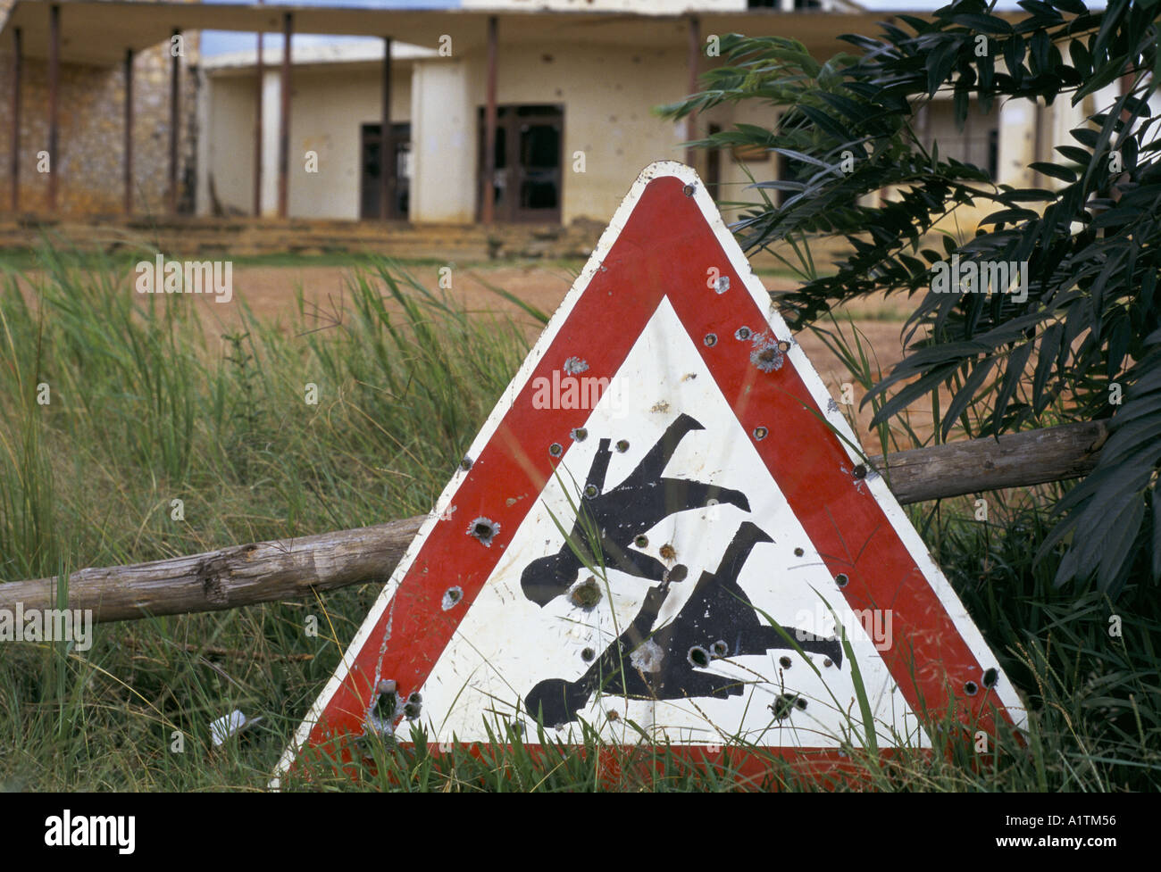 RETURN TO RWANDA MARCH 1995 SCHOOL SIGN PITTED WITH BULLET MARKS ...