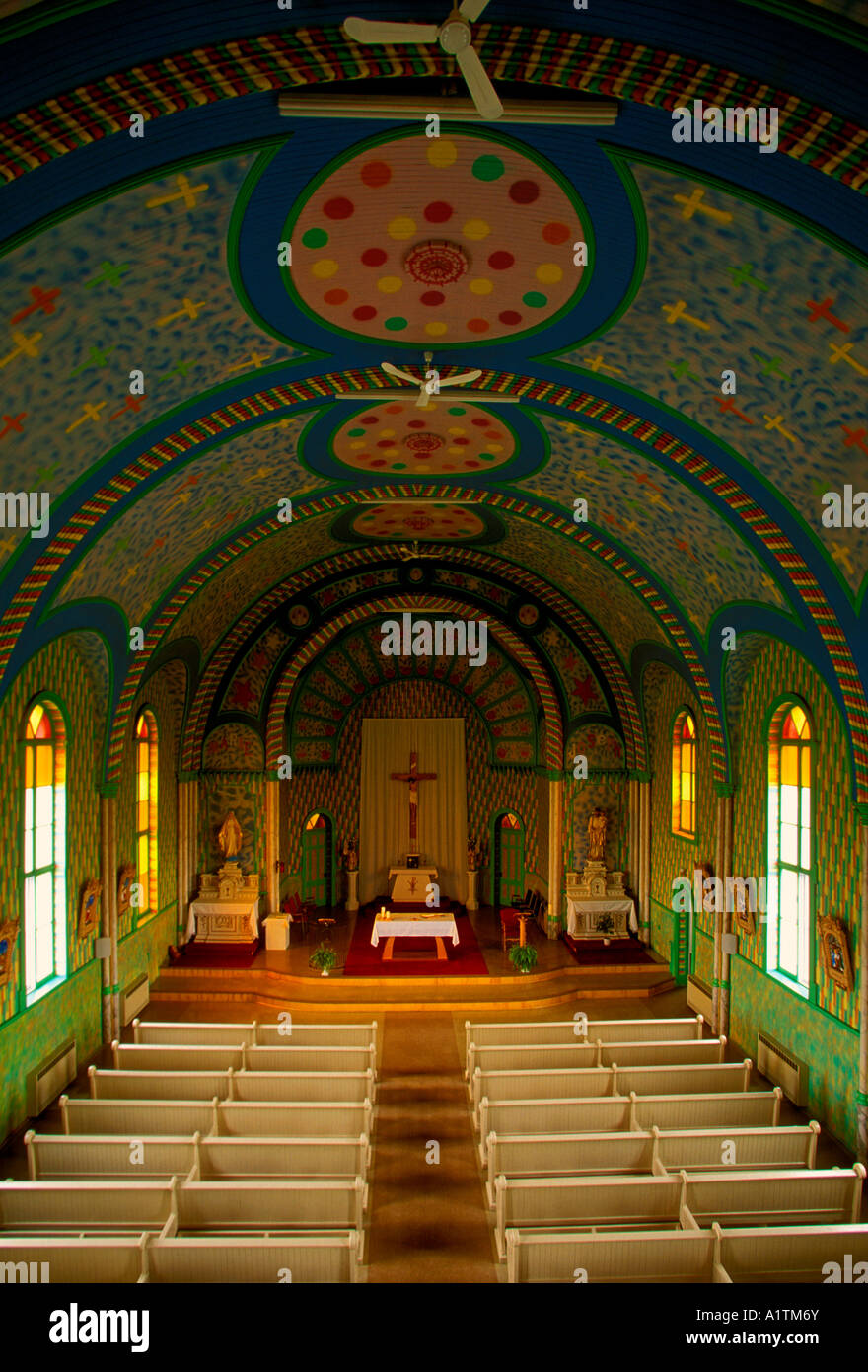 nave, altar, Sainte Cecile Church, 19th century church, Petite Riviere ...