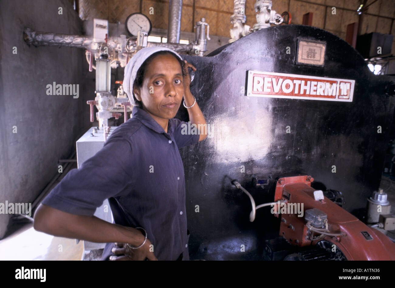 BANGLADESH WOMAN ENGINEER,STANDING NEXT TO BOILER. SAVAR 1995 Stock ...