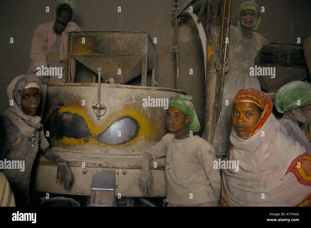 ETHIOPIAN WOMEN WORKERS AT ADWA FLOUR GRINDING MILL MARCH 1994 Stock ...