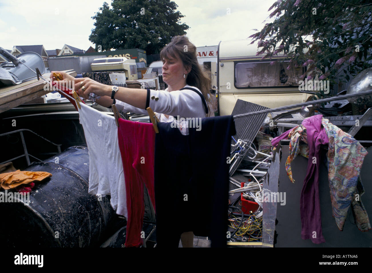 TRAVELLERS HANGING OUT CLOTHES GREENWICH LONDON Stock Photo - Alamy