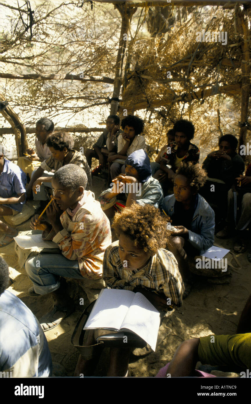 DURING THE WAR WITH ETHIOPIA, PUPILS BEING TAUGHT IN AN OUTSIDE ...