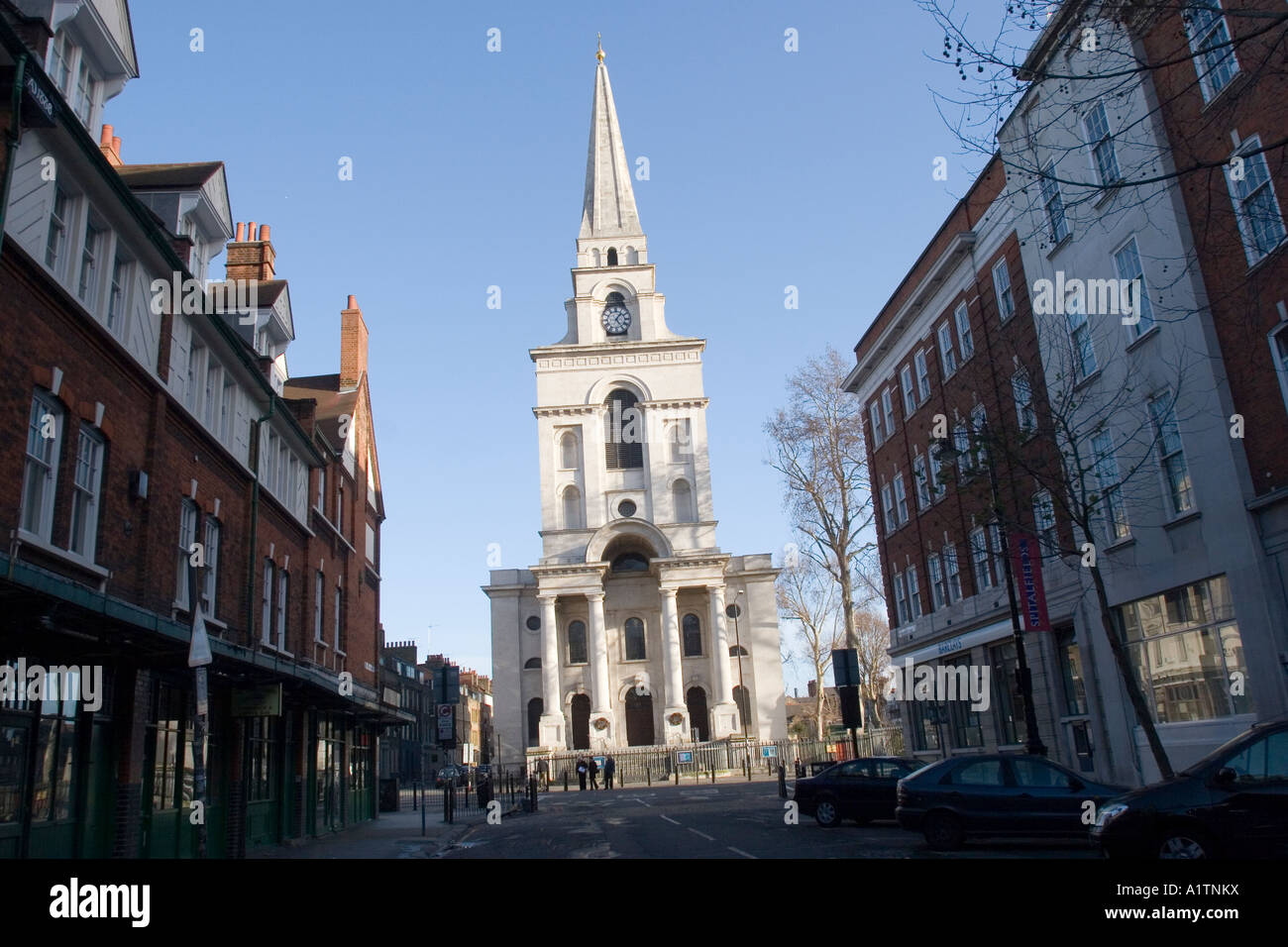 Brushfield Street, Spitalfields Market area with Christ Church ...