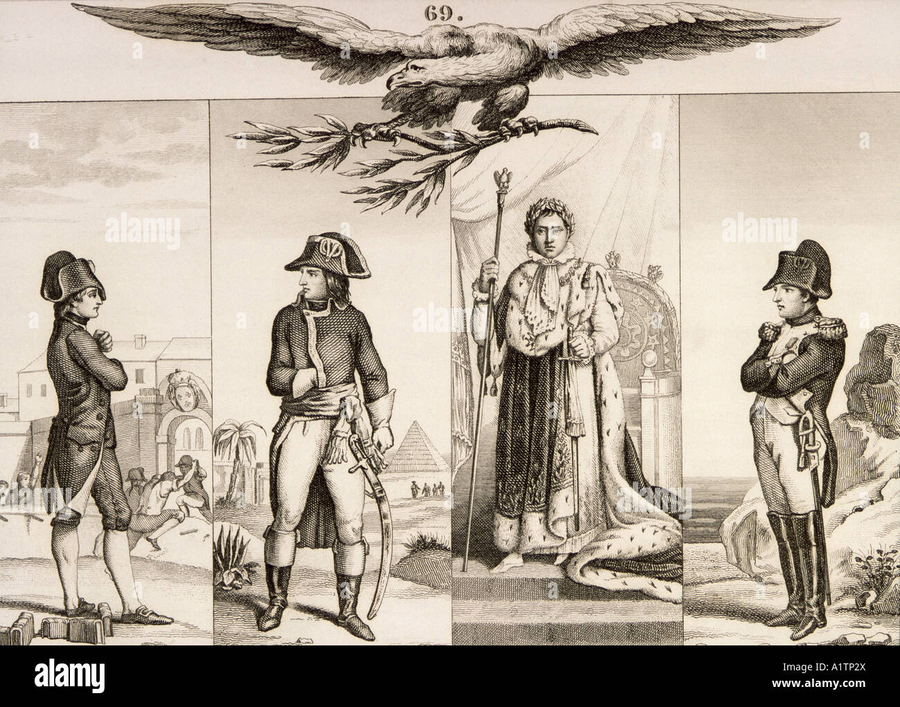 Napoleon Bonaparte, 1769 - 1821 at four stages in his life. French ...