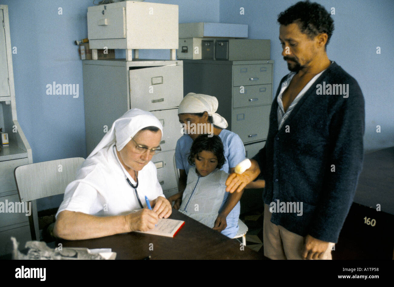 CHURCH CLINIC BAHIA BRAZIL.Nun taking the clinic, attending to patients ...