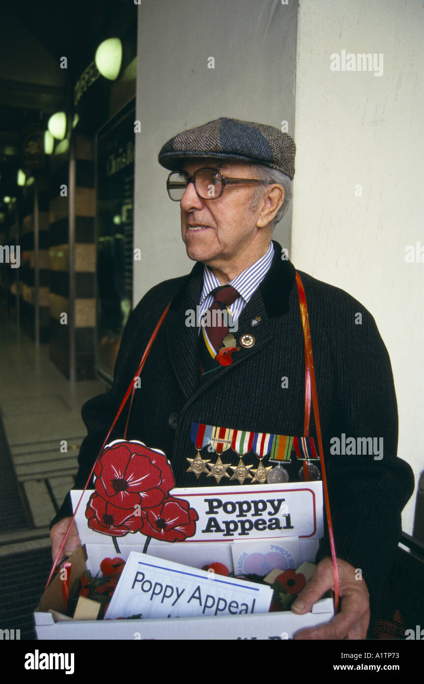 POPPY SELLER COLLECTING NOVEMBER 1994 Stock Photo - Alamy