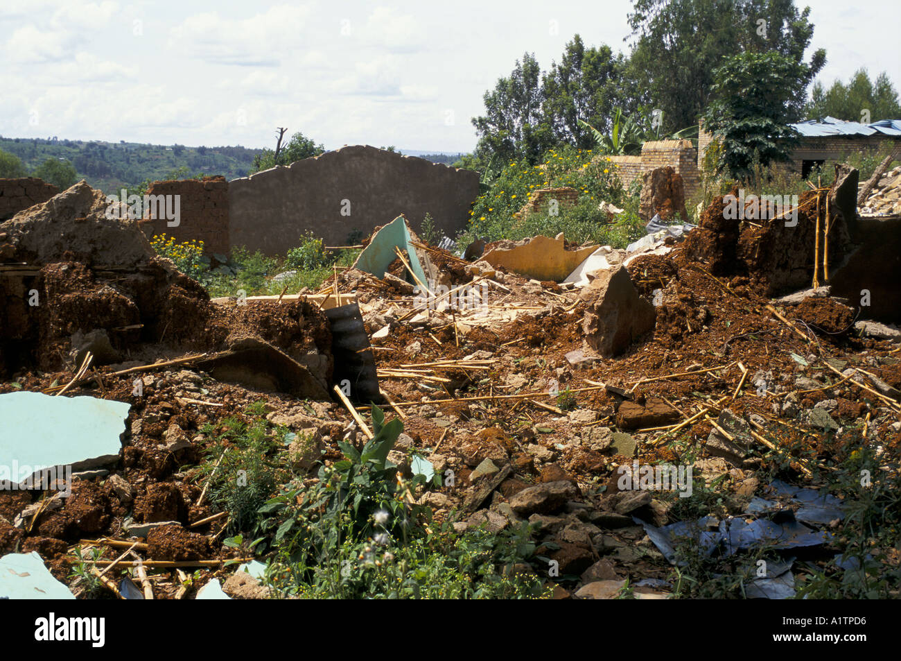 DESTROYED HOUSES SW RWANDA .AFTER THE GENOCIDE 1994 Stock Photo - Alamy