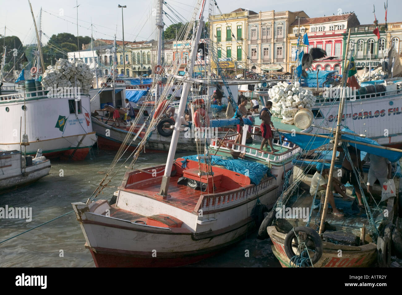 Fishing boats in the old harbour Belem Para state Brazil Stock Photo ...
