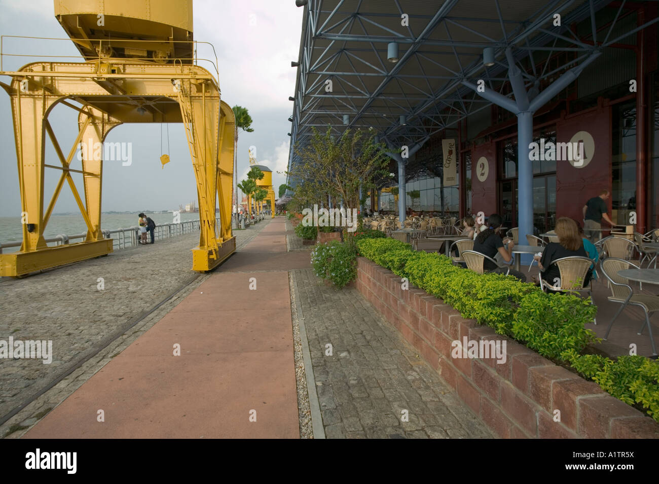 Cafes on the river front at Estacio das Docas refurbished docks Belem ...